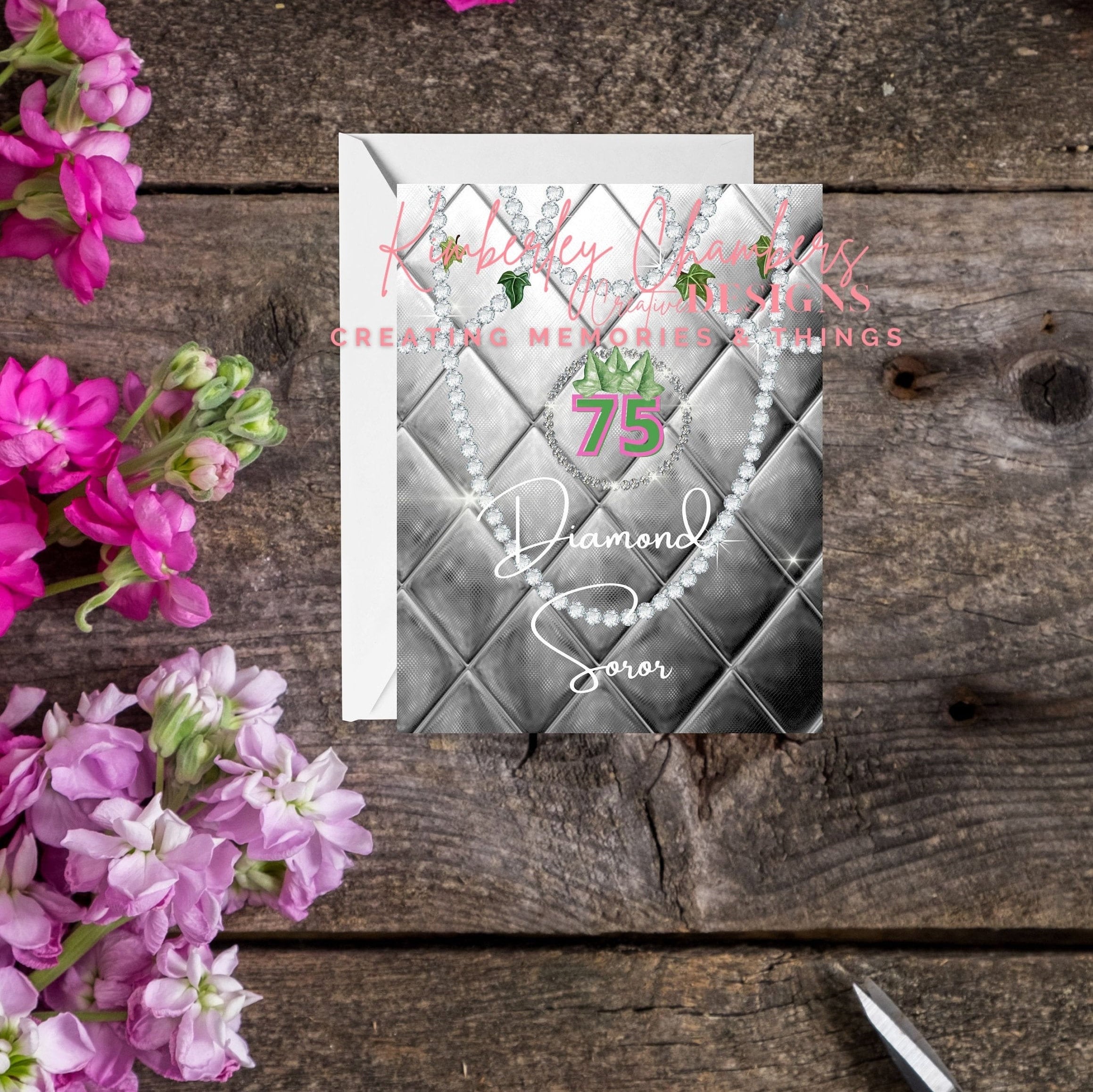 Pink and Green Notecards Golden Pearl Diamond Silver Soror - Etsy