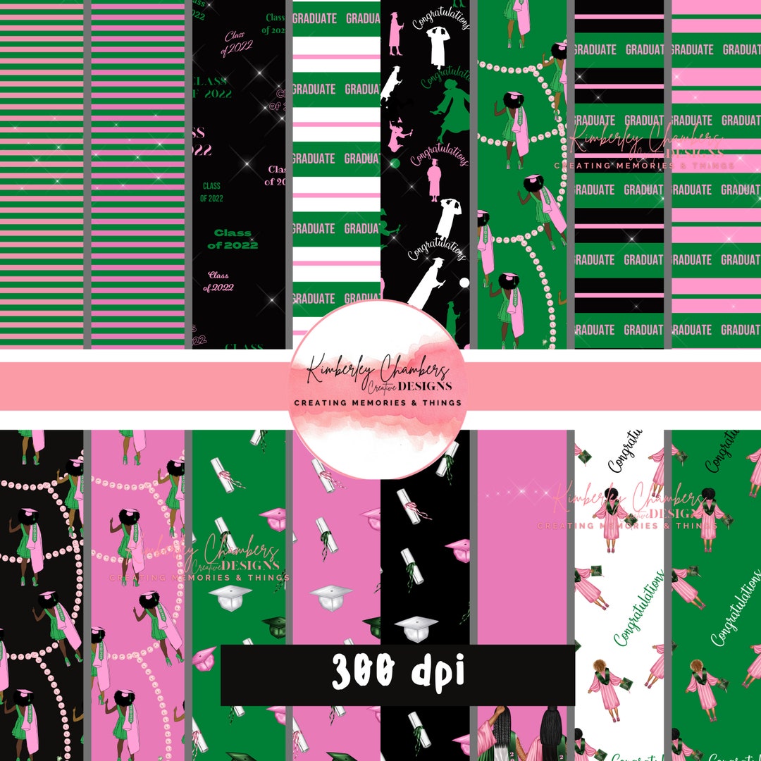 Digital Paper - Instant Download - Graduation Pack -pink & Green ...