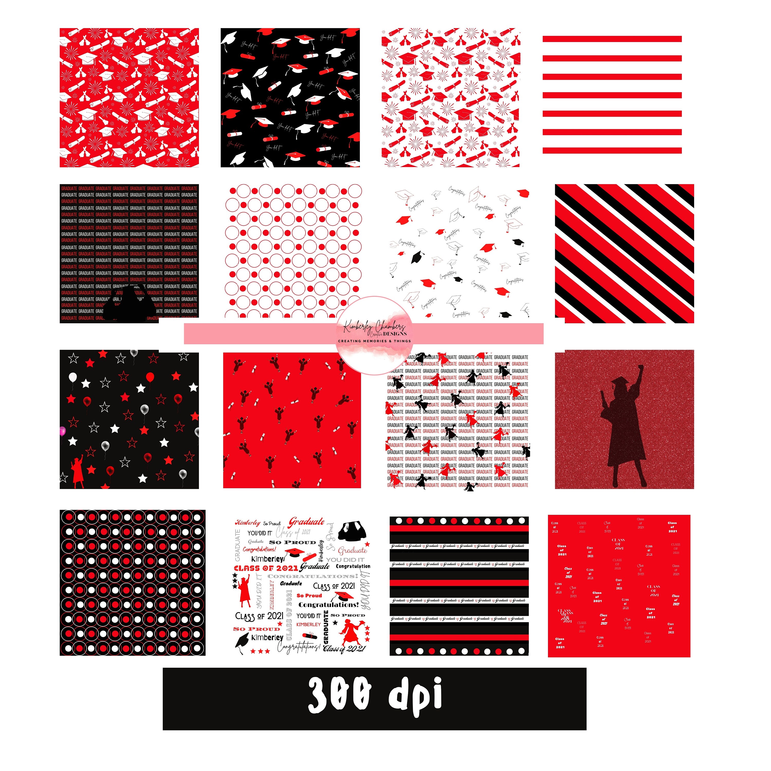 Digital Paper Instant Download Graduation Pack Crimson & | Etsy