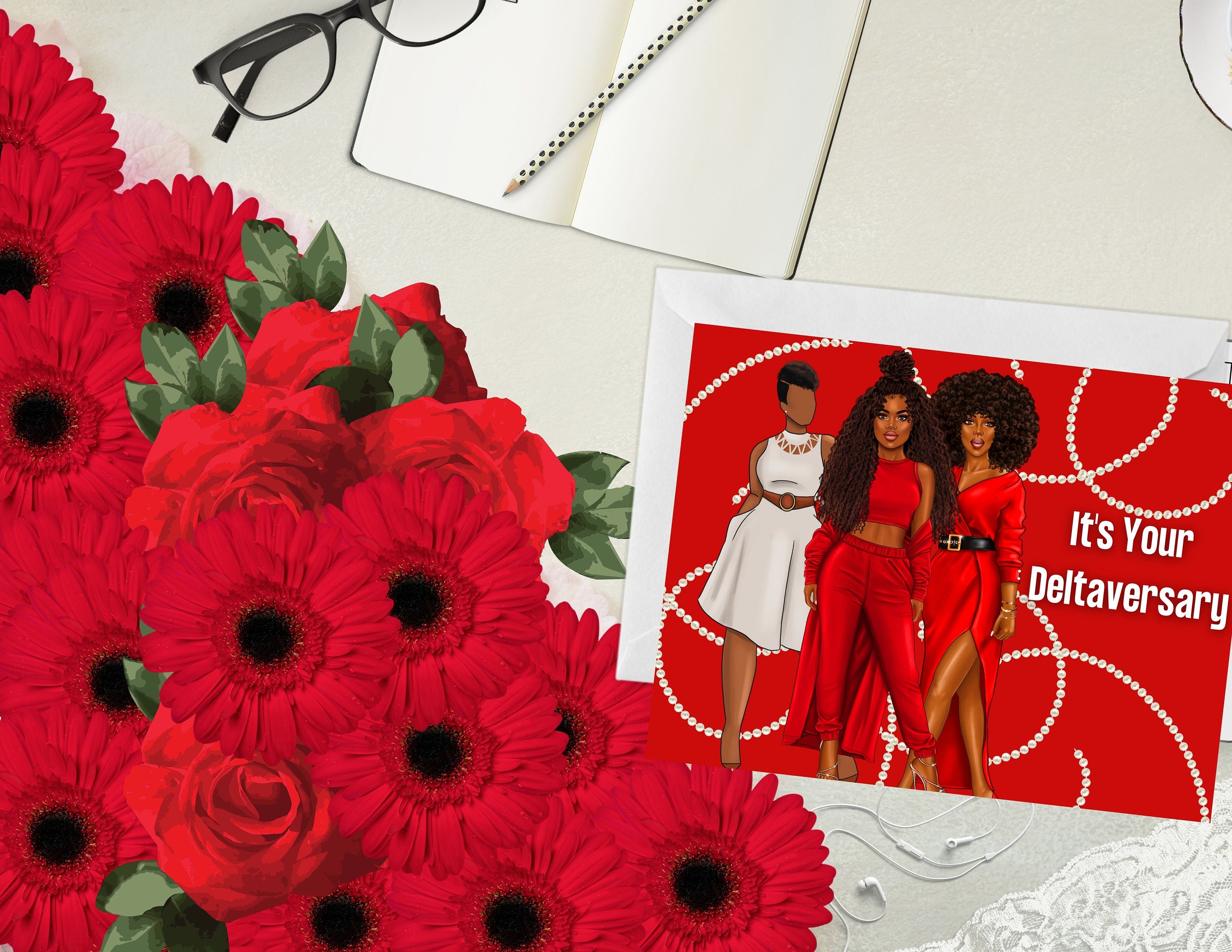 Red and White Notecards, Happy Deltaversary Cards, African American ...