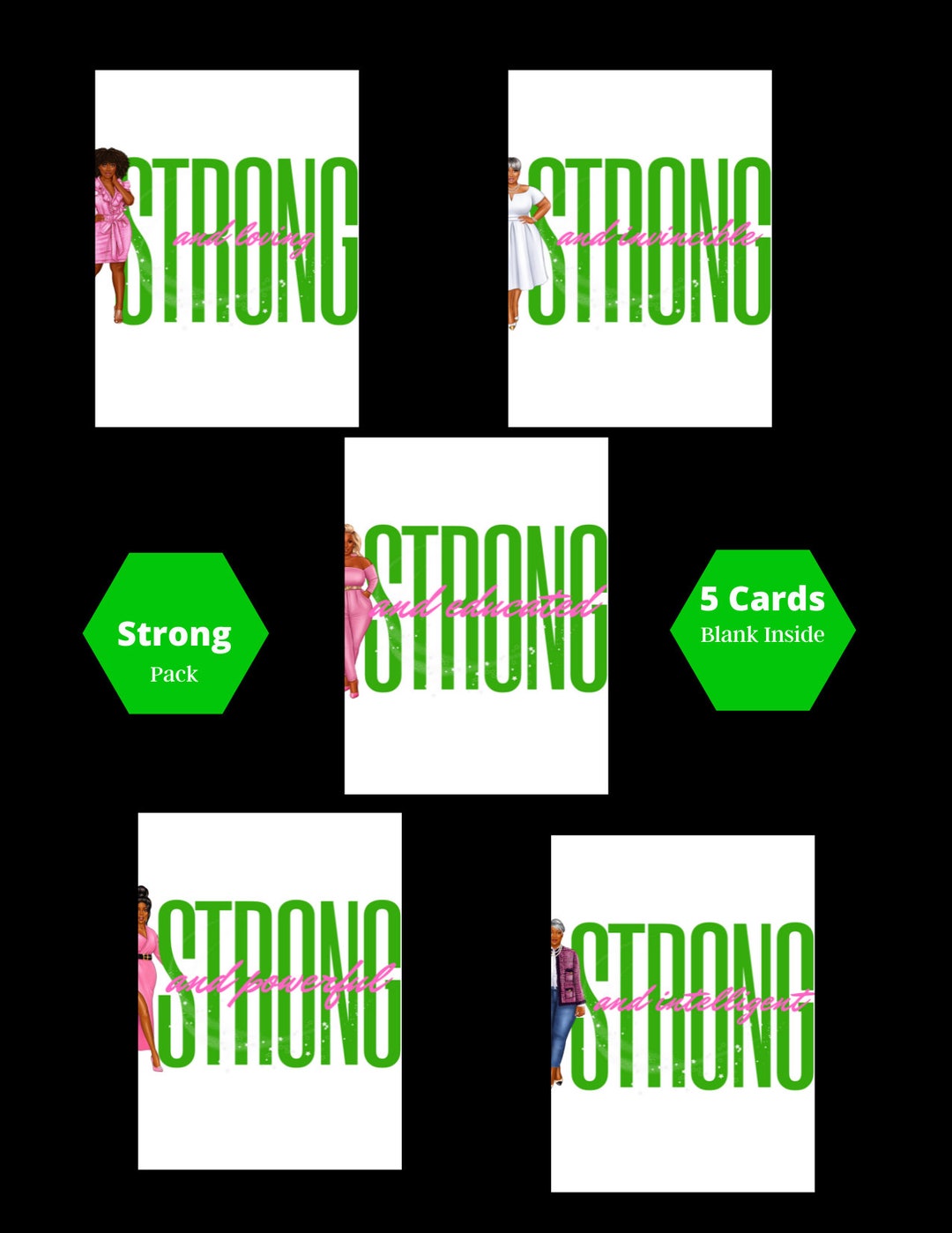 Strong Package - Anytime Cards, Pink and Green Notecards, Thank You ...