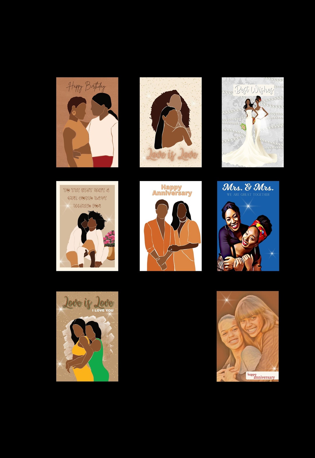 1 - African American Lesbian Greeting Card, Encouraging Card, LGT Card ...