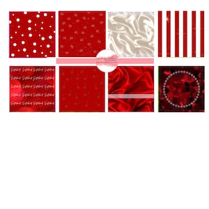 Digital Paper - Instant Download - Beautiful Crimson and Cream, Red and ...