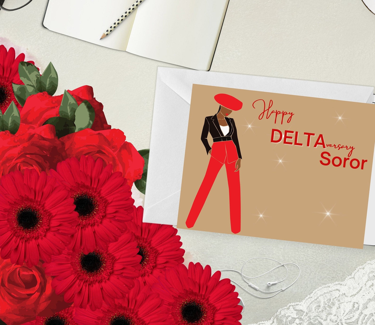 Red and White Notecards, Happy Deltaversary Cards, African American ...