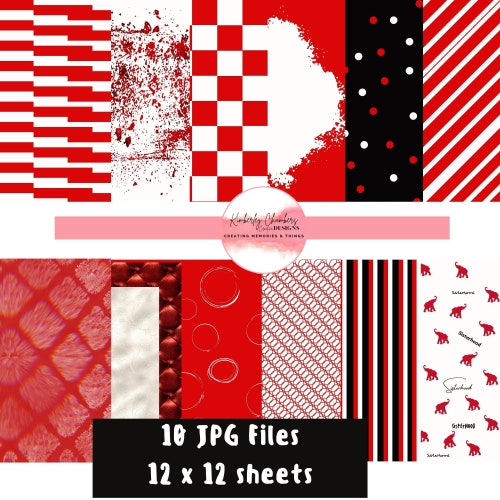 Digital Paper Instant Download Beautiful Crimson and - Etsy