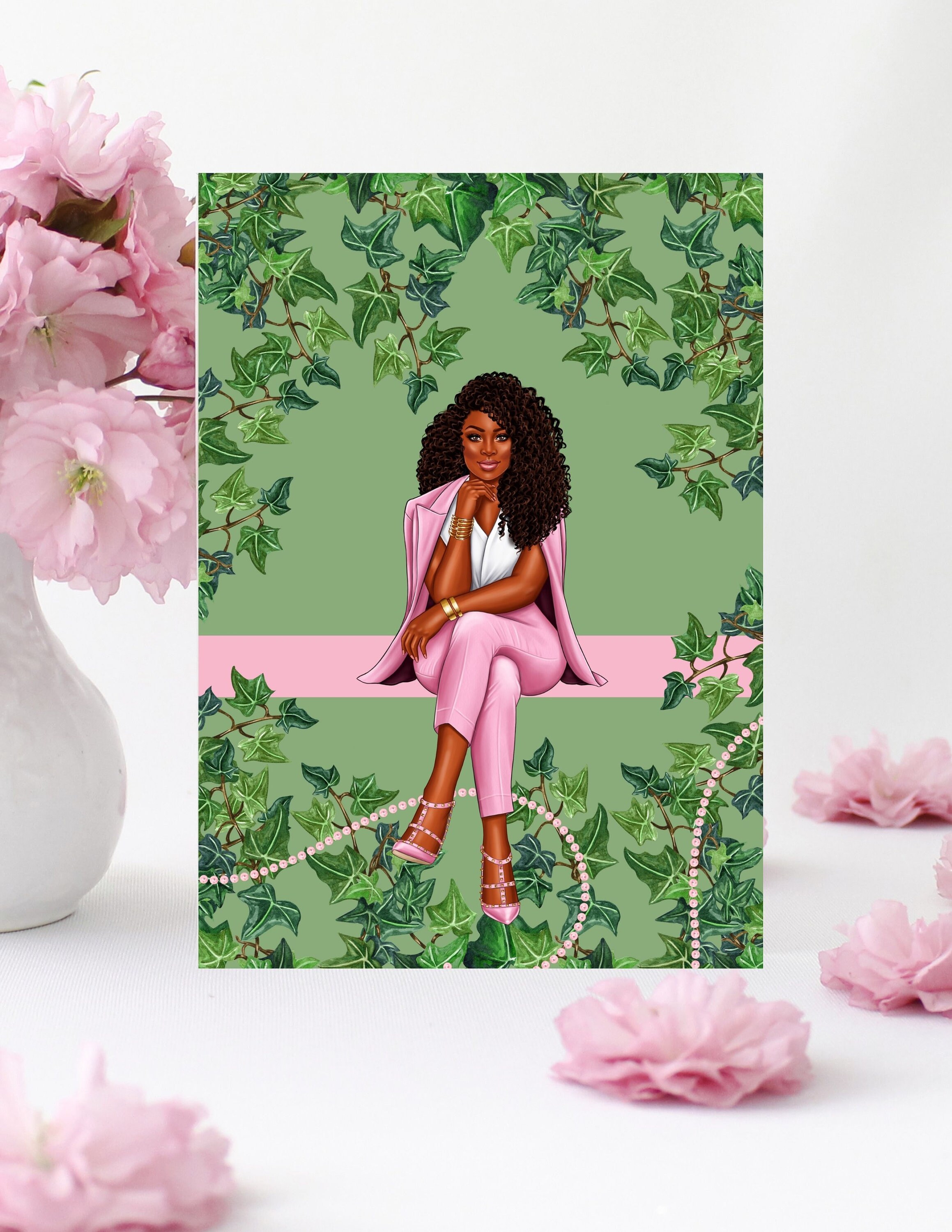 Ivy Pkg, Pink and Green Notecards, Birthday Cards, Any Occasion ...