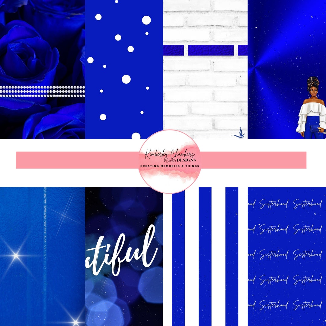 Digital Paper - Instant Download - Beautiful Royal Blue and White ...