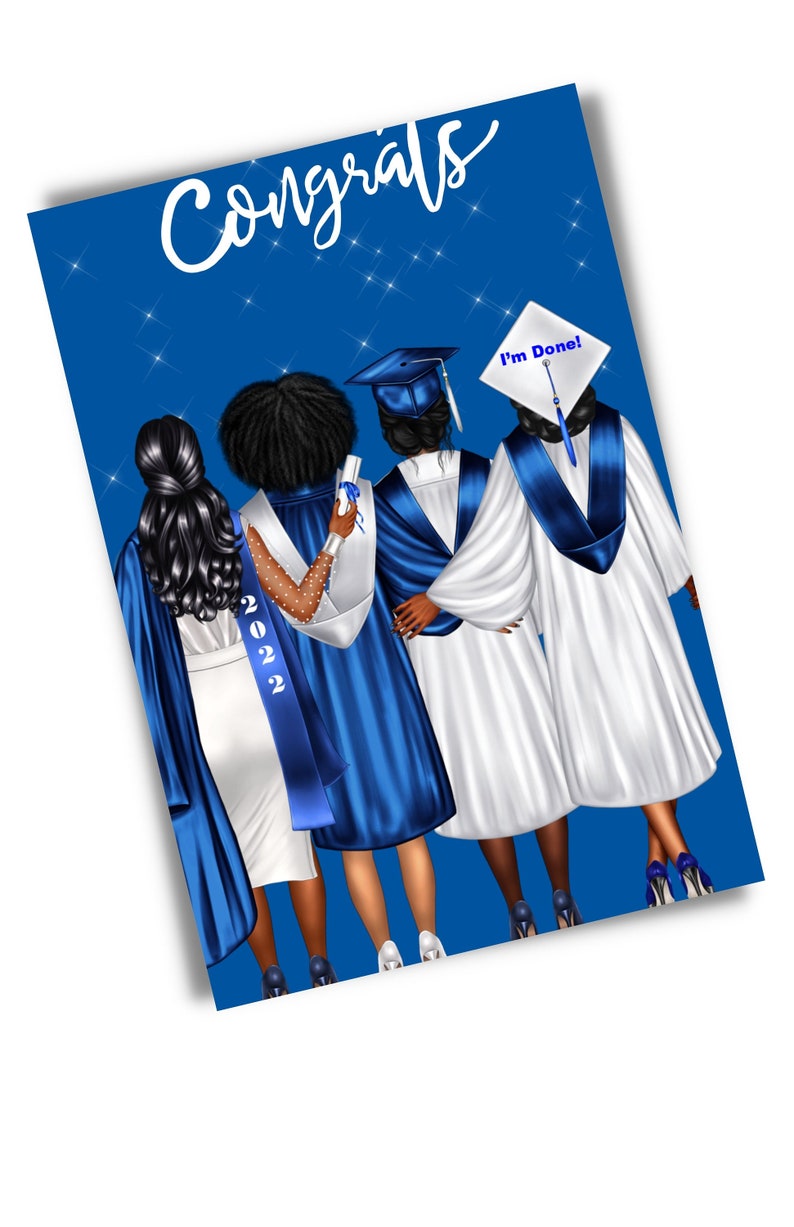 Blue and White Graduation Cards African American Cards - Etsy