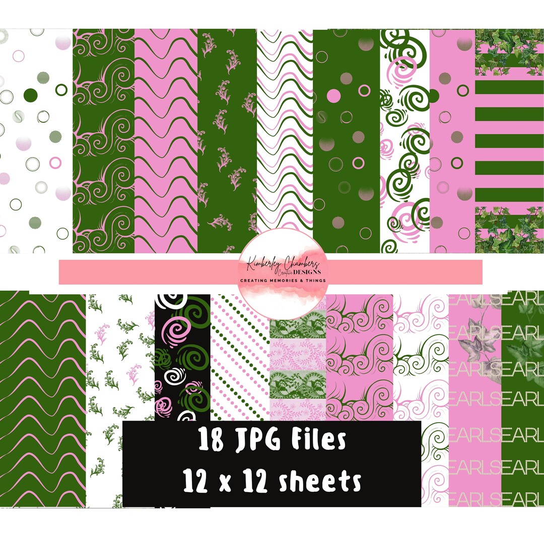 Digital Paper - Instant Download - Beautiful Pink & Green #8 - Etsy