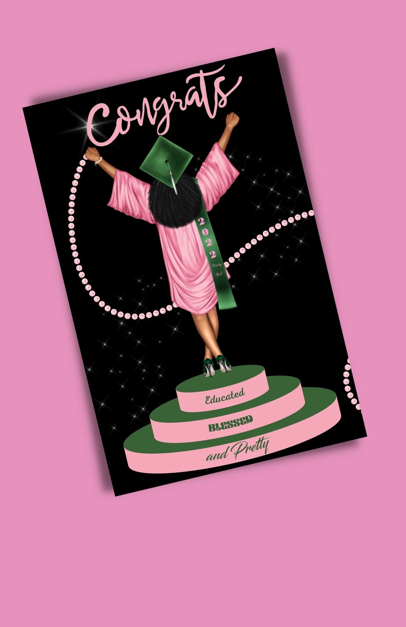 Pink and Green Graduation Cards African American Cards - Etsy