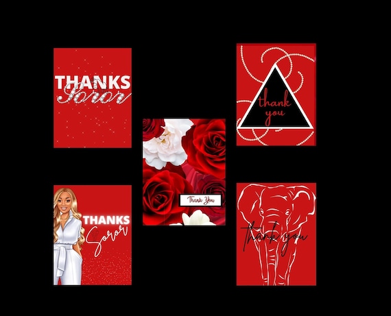Thank You Cards Red and White Notecards Birthday Cards | Etsy
