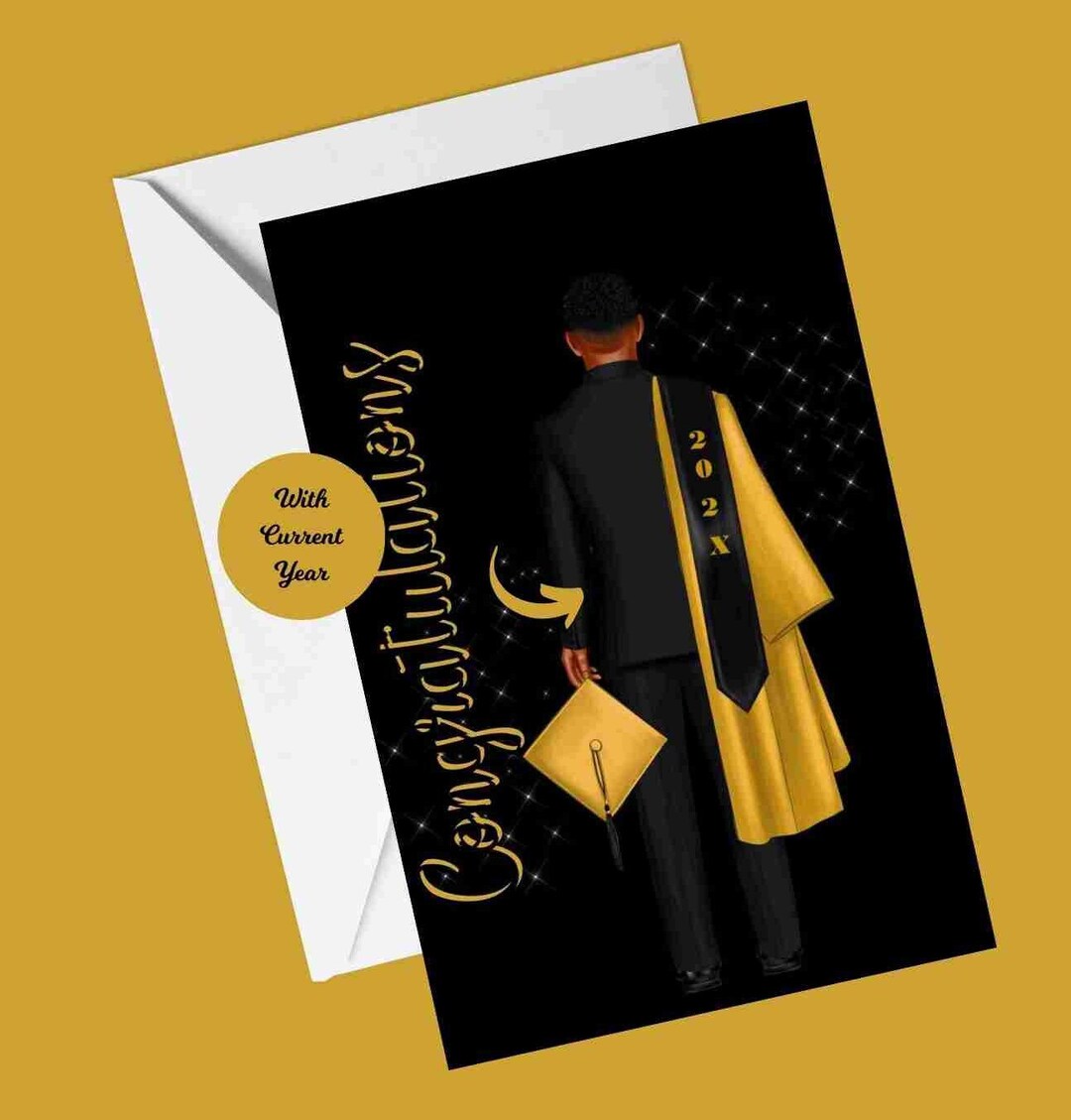 Graduation Cards for Men, African American Greeting Card, Black and ...