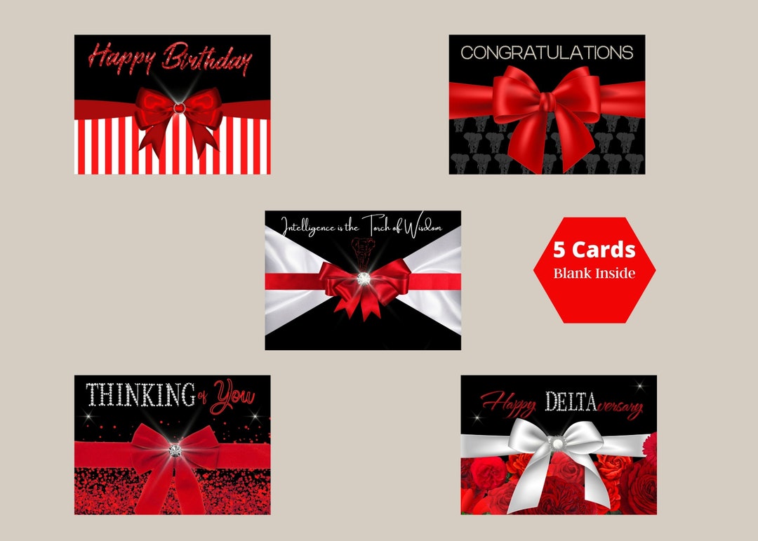 RW Ribbon - Red and White Notecards, Happy Deltaversary Cards, All ...