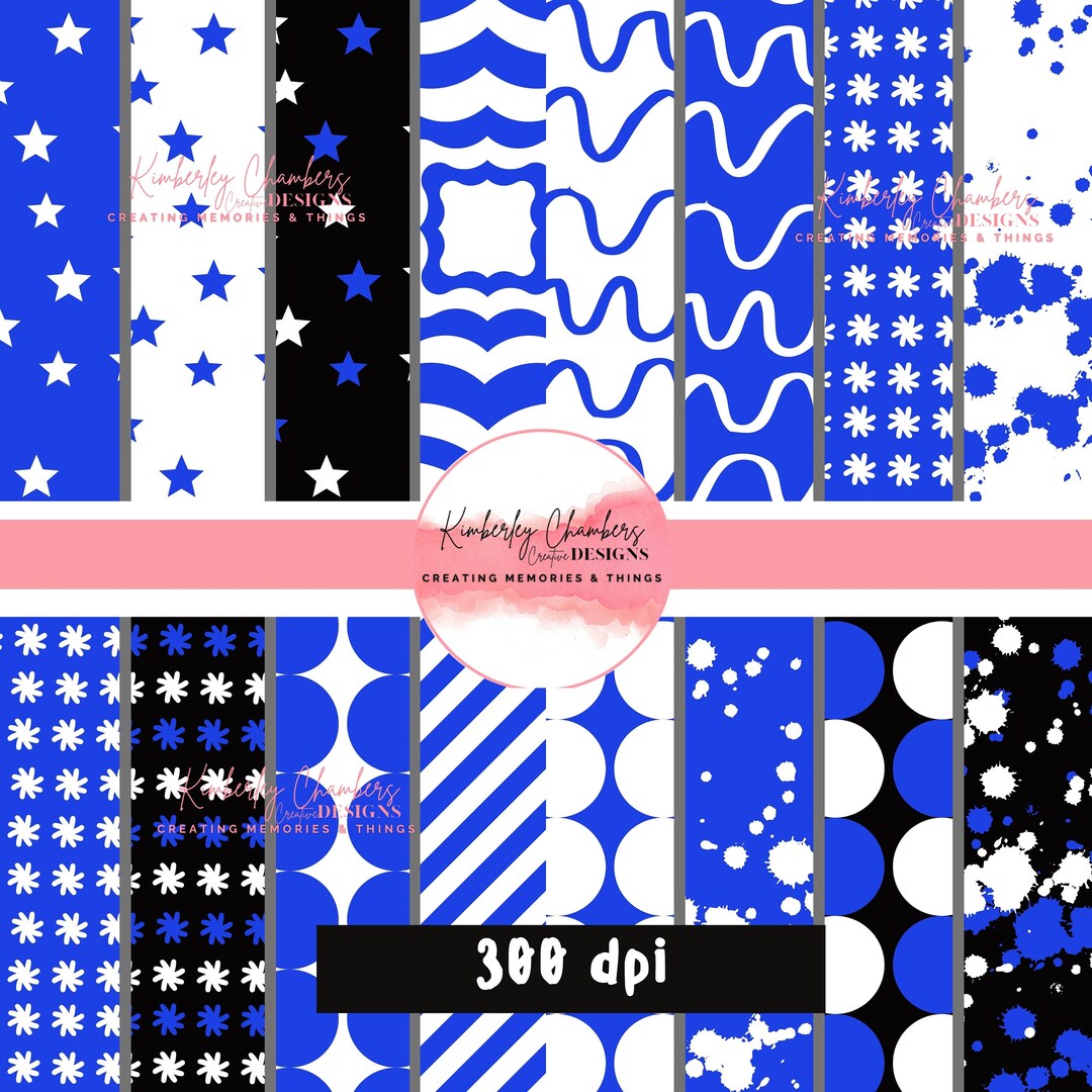 Digital Paper Instant Download, Beautiful Royal Blue and White Stars - Etsy