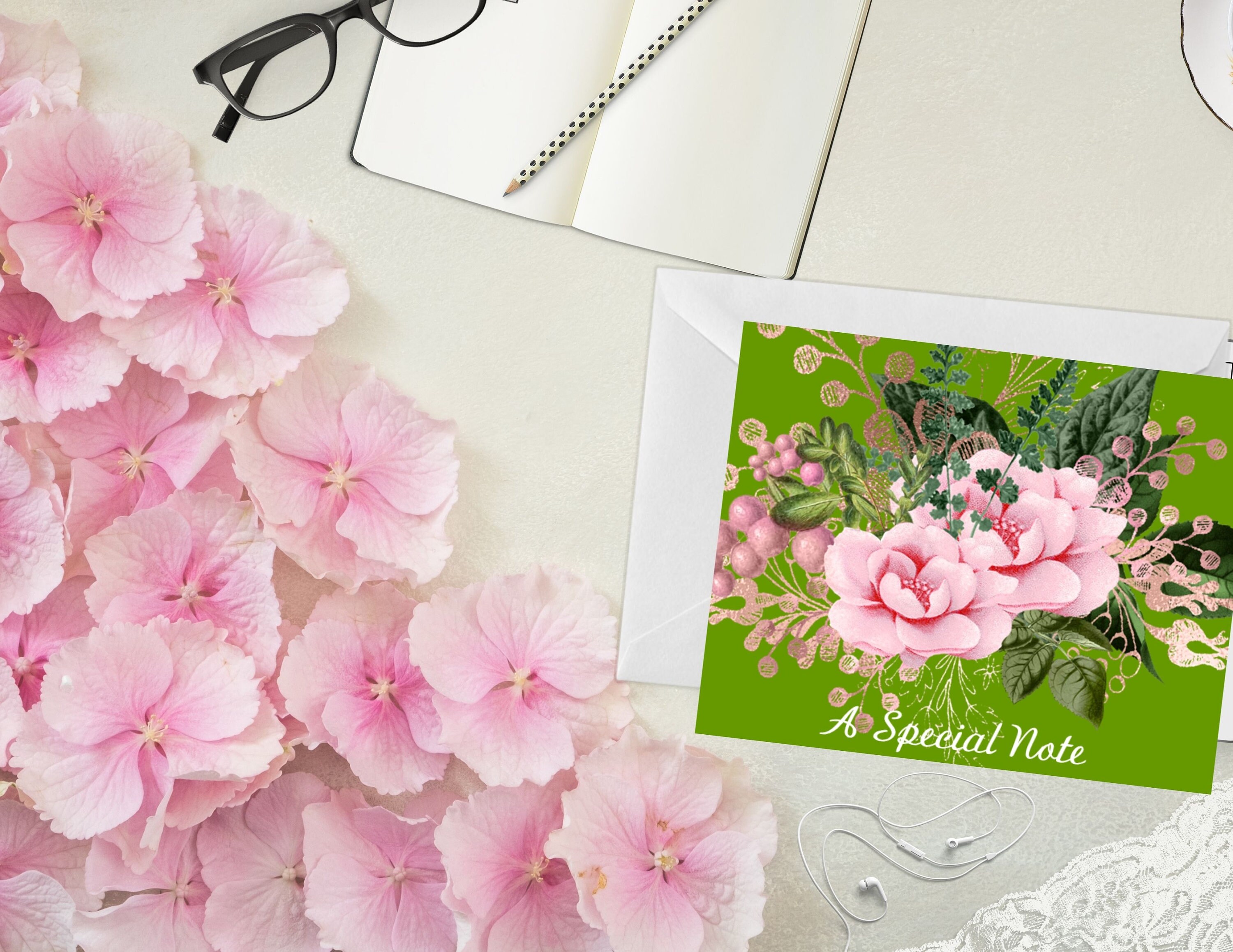 Special Note Pink and Green Notecards Birthday Cards Any - Etsy UK