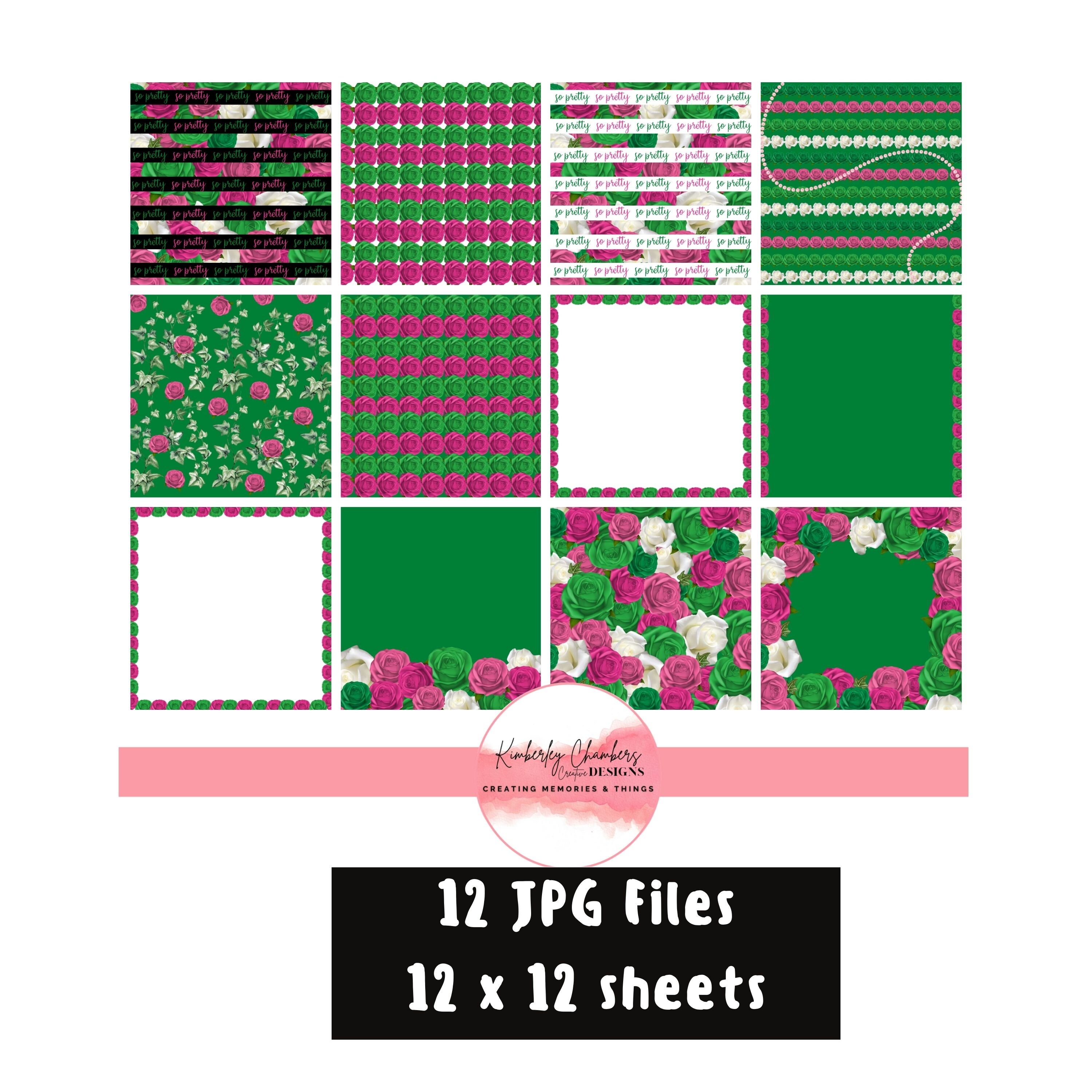 Digital Paper Instant Download Beautiful Pink & Green - Etsy