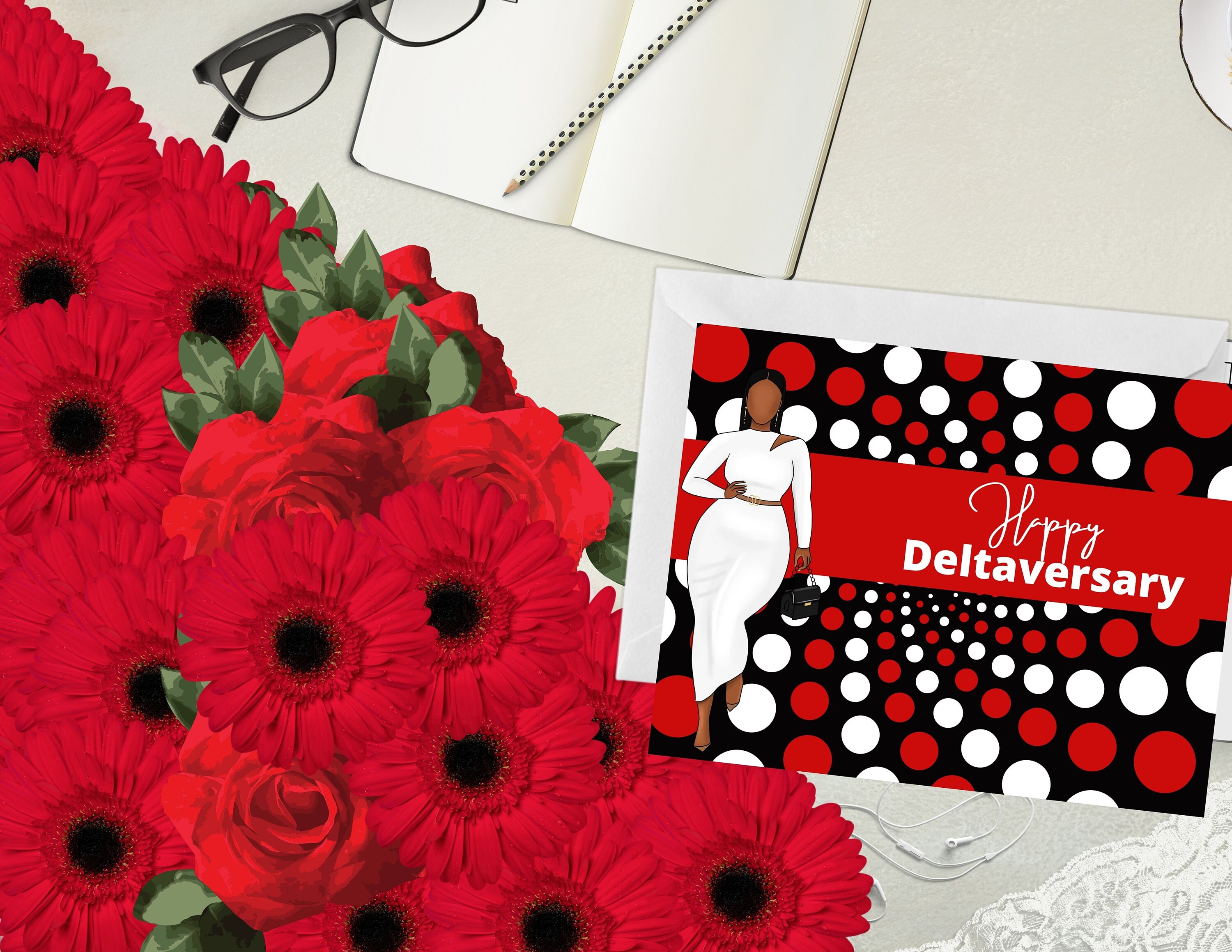 Red and White Notecards, Happy Deltaversary Cards, African American ...