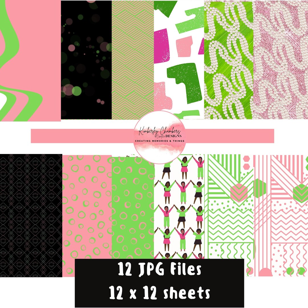 Digital Paper - Instant Download - Beautiful Pink & Green #3 - Etsy