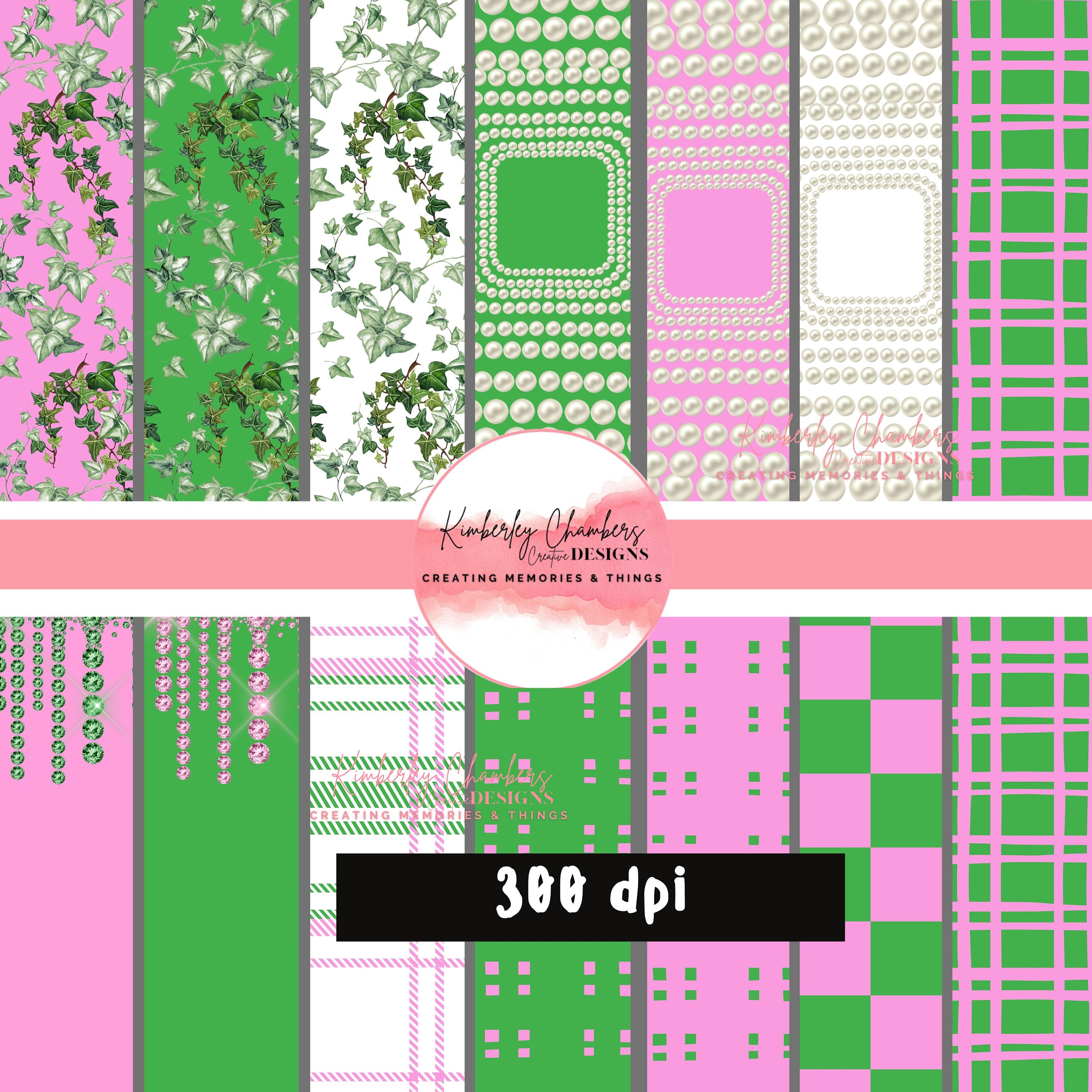 Digital Paper Instant Download Beautiful Pink & Green - Etsy