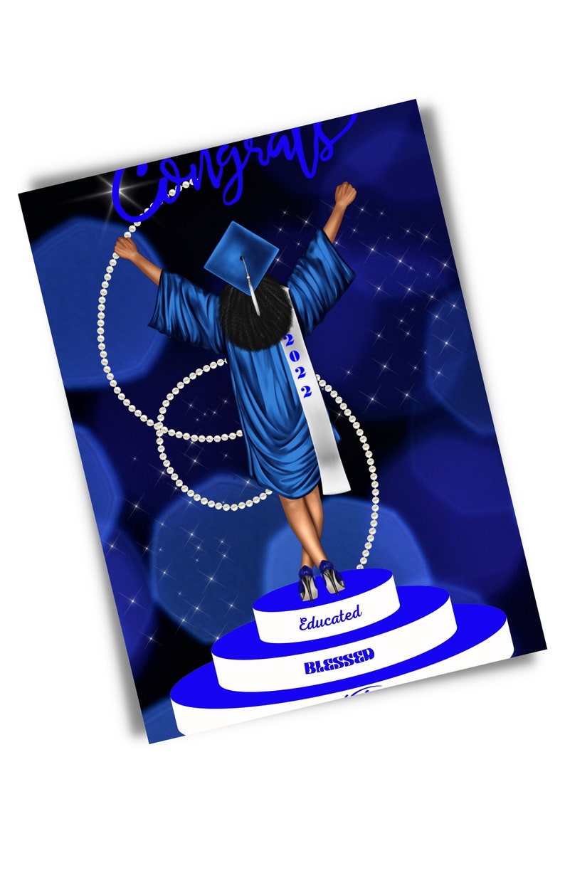 Blue and White Graduation Cards African American Cards - Etsy