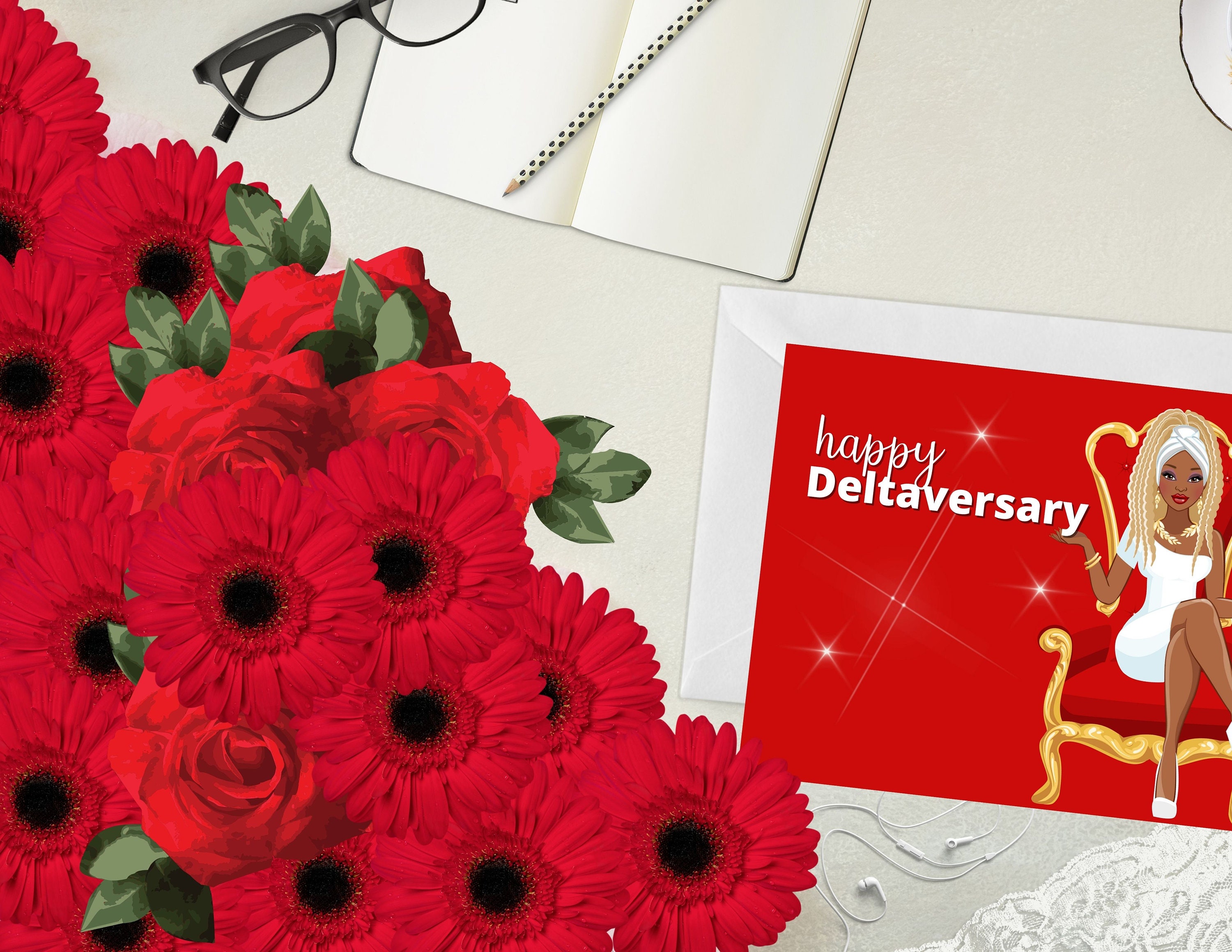 Red and White Notecards, Happy Deltaversary Cards, African American ...