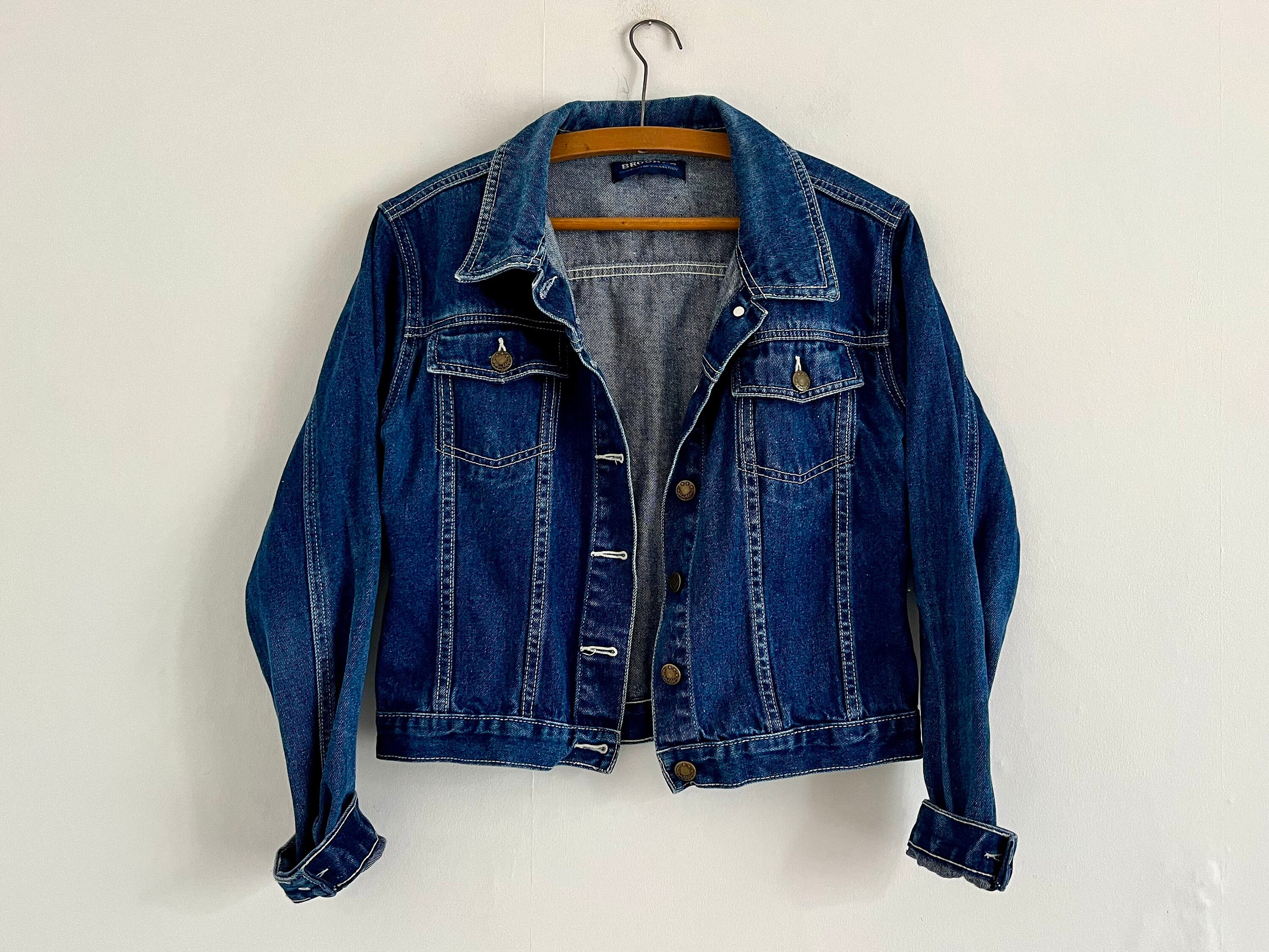 1990s Indigo Blue Classic Denim Trucker Style Jacket, Size M 10 12 14 ...