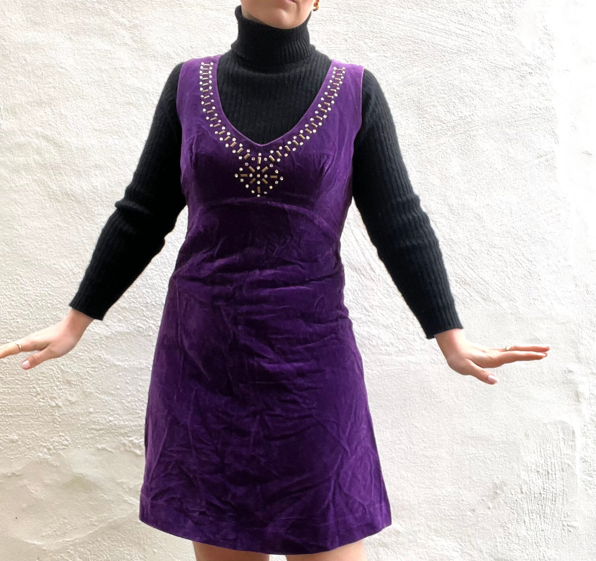 1970s Mod Dress XS // Iconic Scooter Girl Micro Mini Mod Purple Space ...