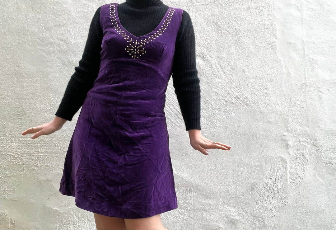 1970s Mod Dress XS // Iconic Scooter Girl Micro Mini Mod Purple Space ...