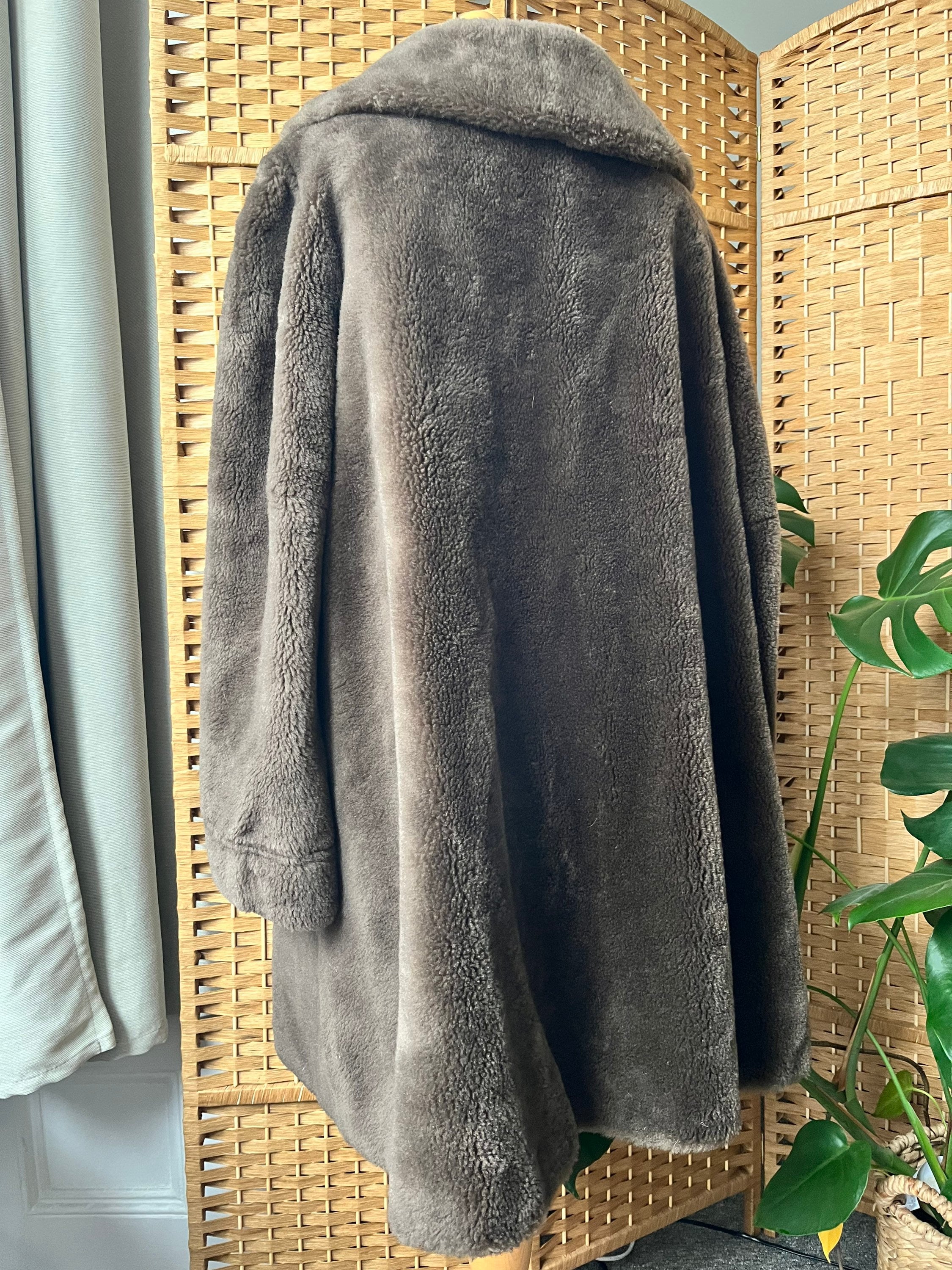 1960s Faux Fur Swing Coat L // Dark Brown Mid Length Warm Winter Coat ...