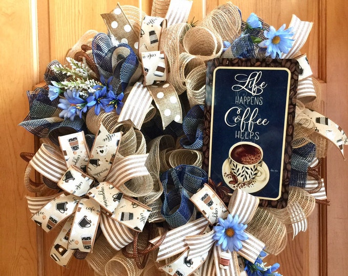 Coffee Wreath, Everyday Kitchen Coffee Wreath, Coffee Bar Decor - Etsy