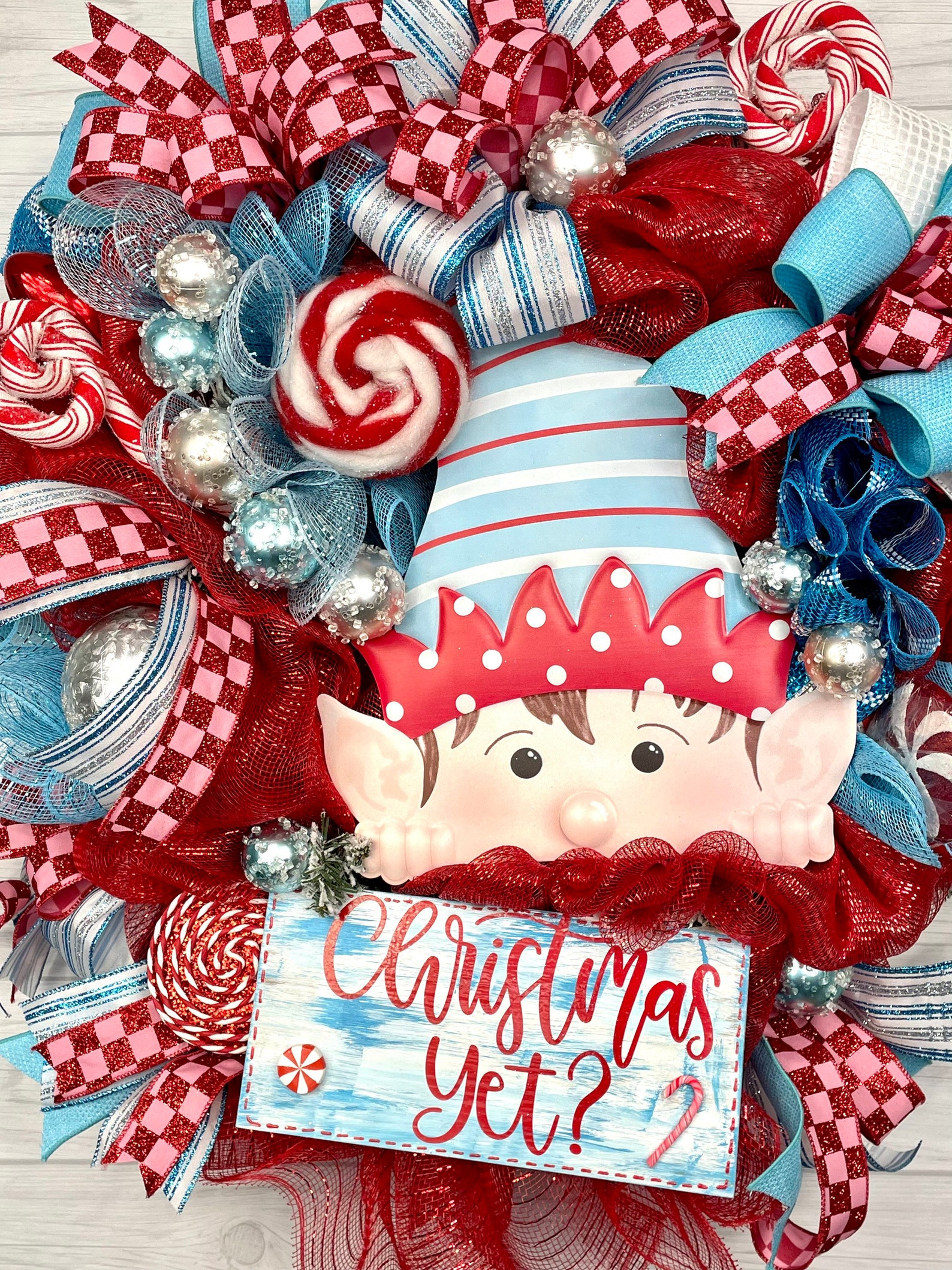 Whimsical Christmas Elf Wreath Elf Front Door Wreath Elf - Etsy