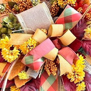Rustic Berries and Floral Swag, Fall Swag With Rich Warm Color Leaves ...
