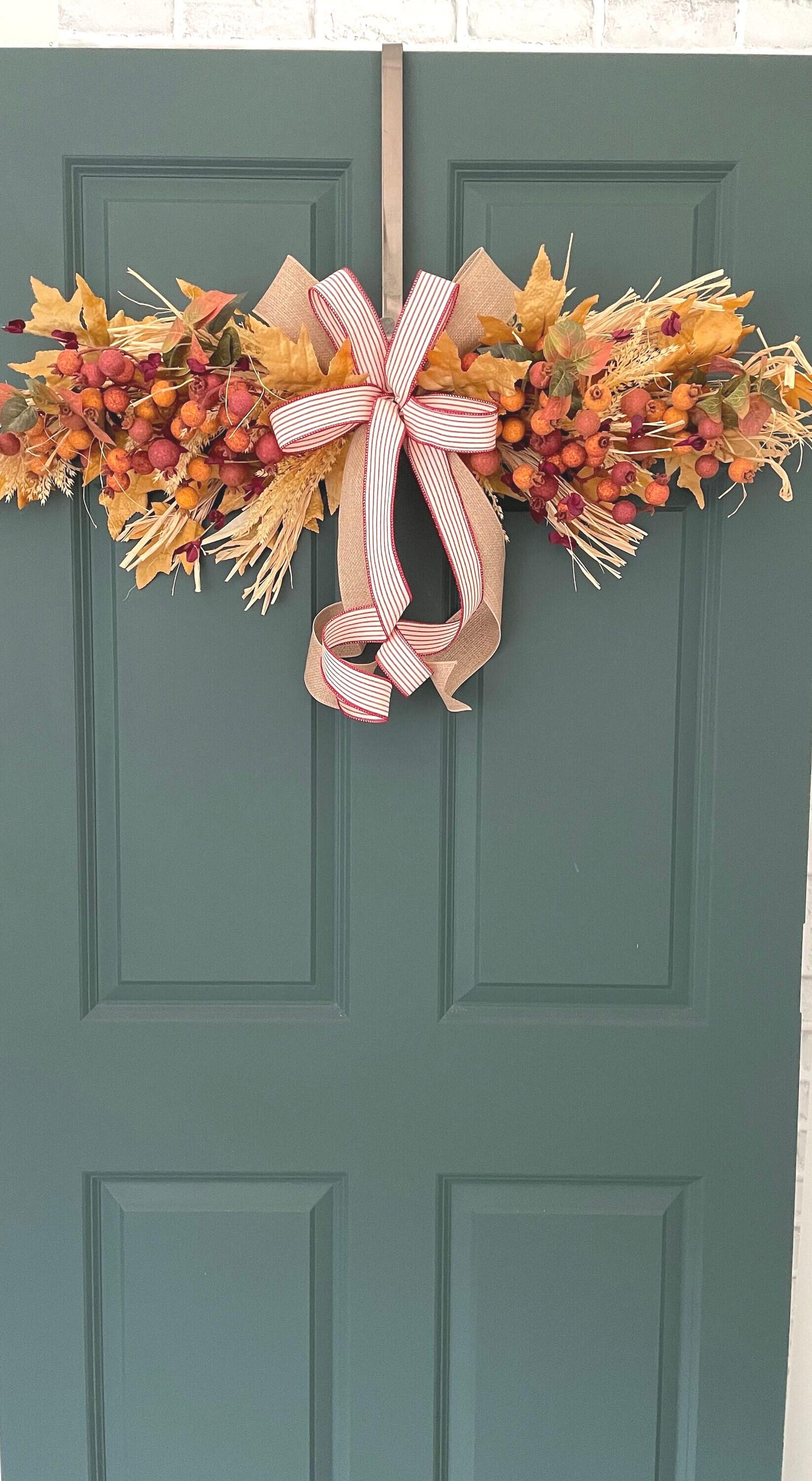 Autumn Horizontal Swag, Fall Berry and Leaf Above the Door Decor ...