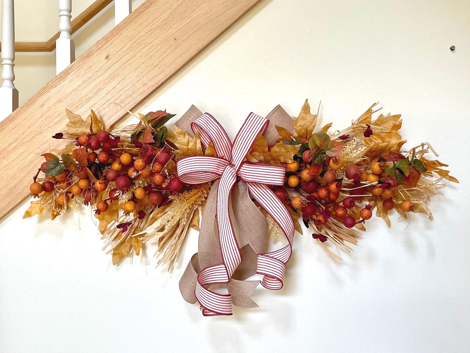 Autumn Horizontal Swag, Fall Berry and Leaf Above the Door Decor ...
