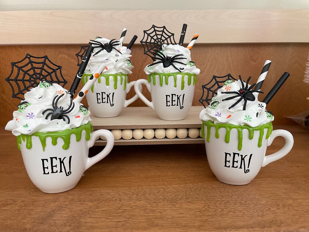 Spooky Spider Mini Mug With Fake Whipped Topping, Tiered Tray Halloween ...
