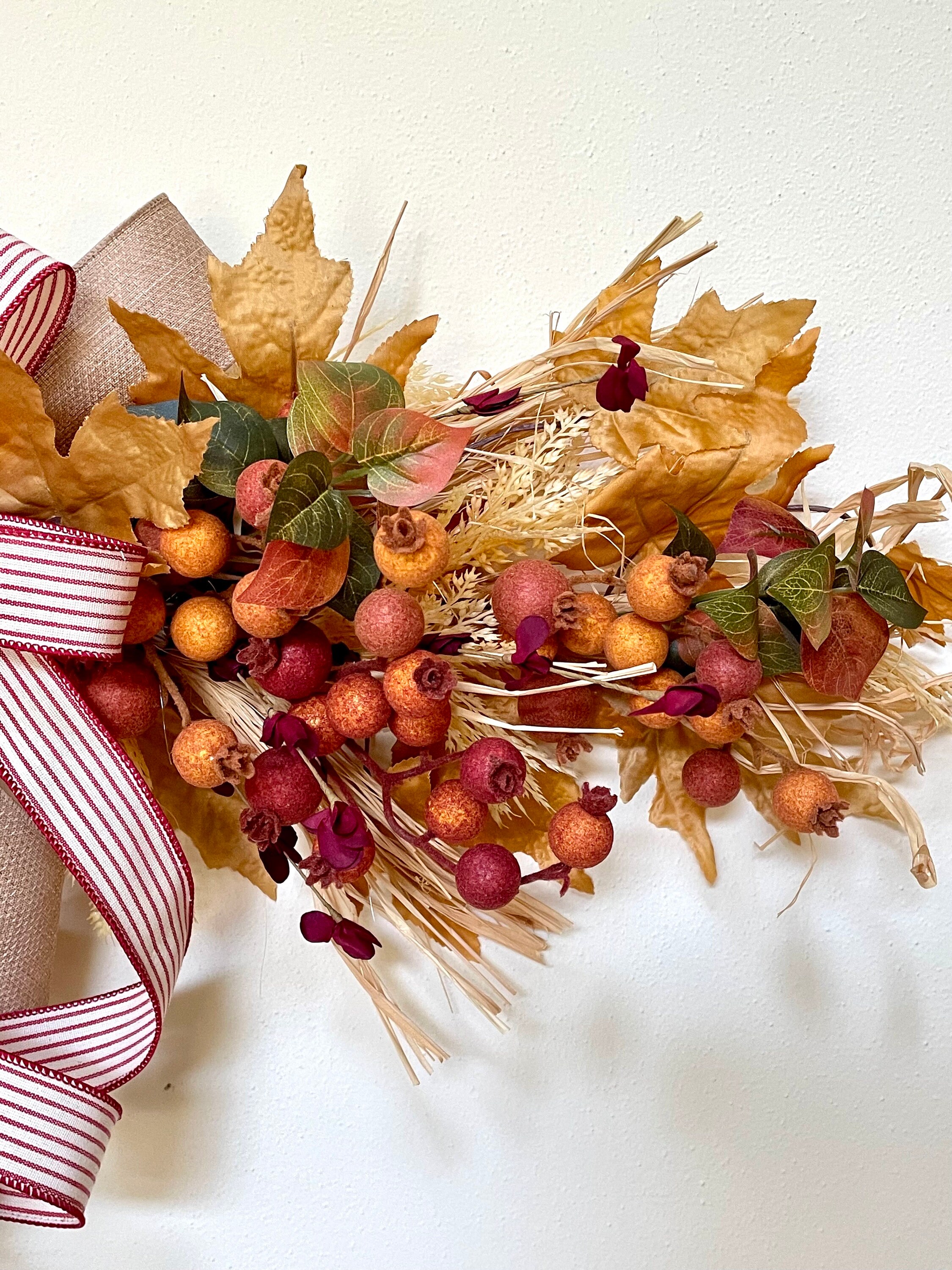 Autumn Horizontal Swag, Fall Berry and Leaf Above the Door Decor ...