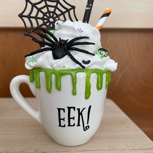 Spooky Spider Mini Mug With Fake Whipped Topping, Tiered Tray Halloween ...