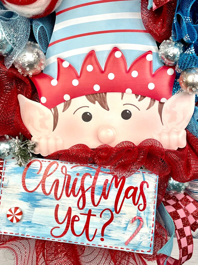 Whimsical Christmas Elf Wreath Elf Front Door Wreath Elf - Etsy