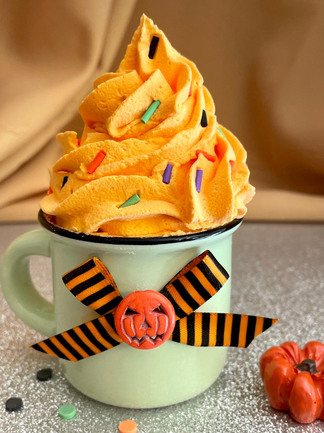 Fall Fake Food, Mini Halloween Faux Whipped Mug, Tiered Tray Fall Decor ...