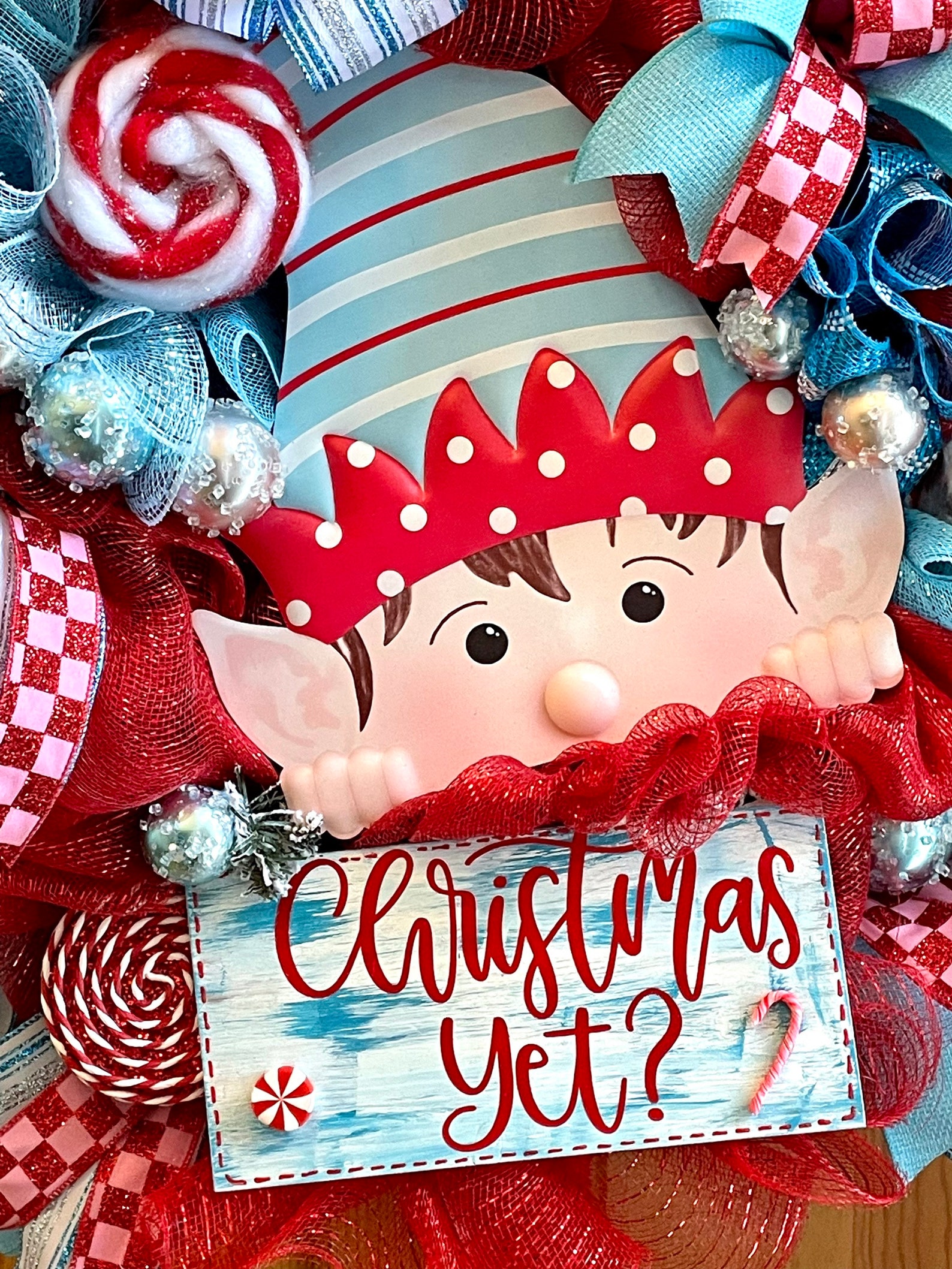 Whimsical Christmas Elf Wreath Elf Front Door Wreath Elf - Etsy