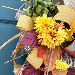 Rustic Berries and Floral Swag, Fall Swag With Rich Warm Color Leaves ...
