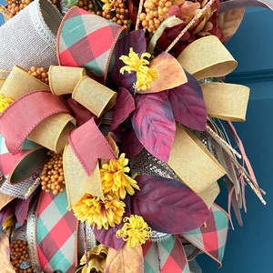 Rustic Berries and Floral Swag, Fall Swag With Rich Warm Color Leaves ...