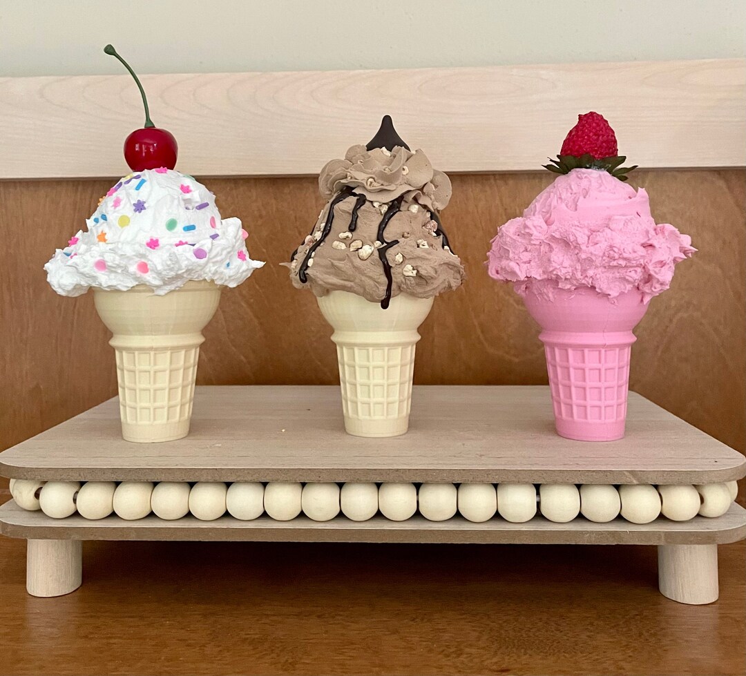 Fake Ice Cream Cone, Faux Ice Cream Cone, Tiered Tray Faux Sweet Treats ...