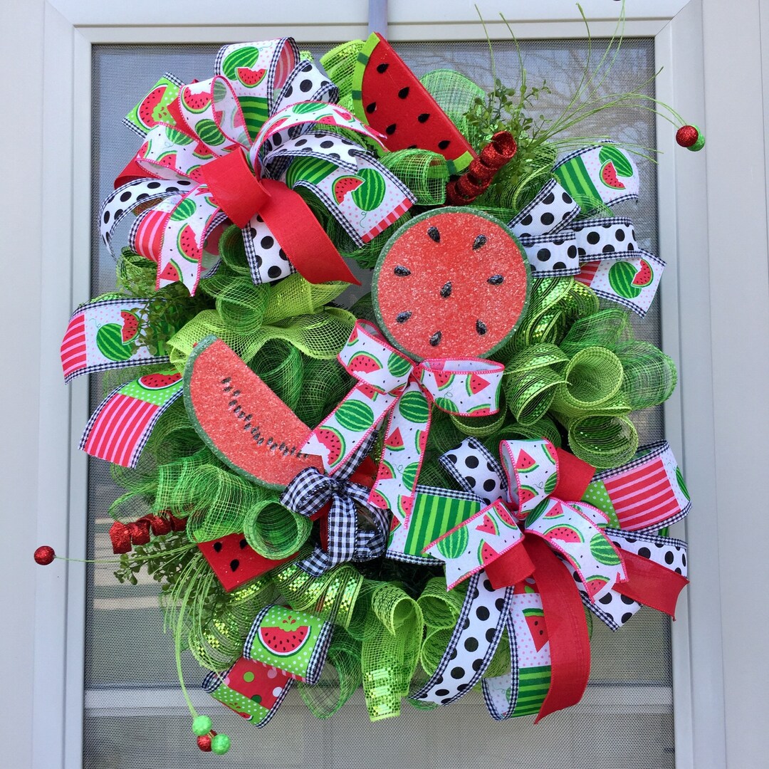 Summer Watermelon Wreath For Front Door Watermelon Slices Decor 4th