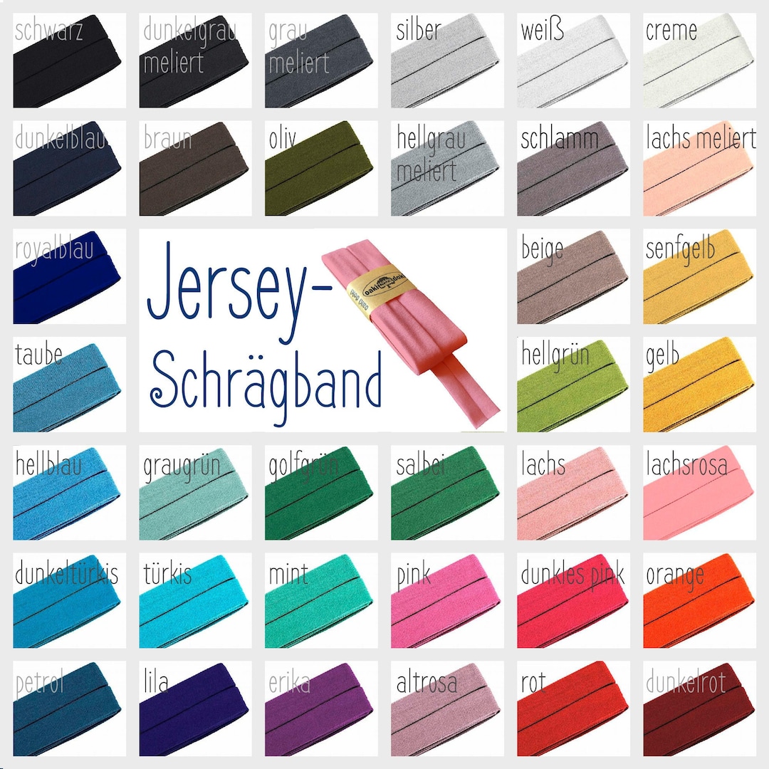 Jersey Bias Binding Various Colors Folded 40/20 Mm 3 M/3.28yd (1.27eur ...