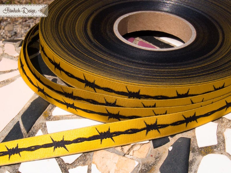 Barbed Wire Webbing, Black With Lurex Thread + Yellow/black ...