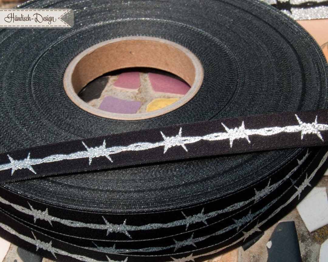 Barbed Wire Webbing, Black With Lurex Thread + Yellow/black ...
