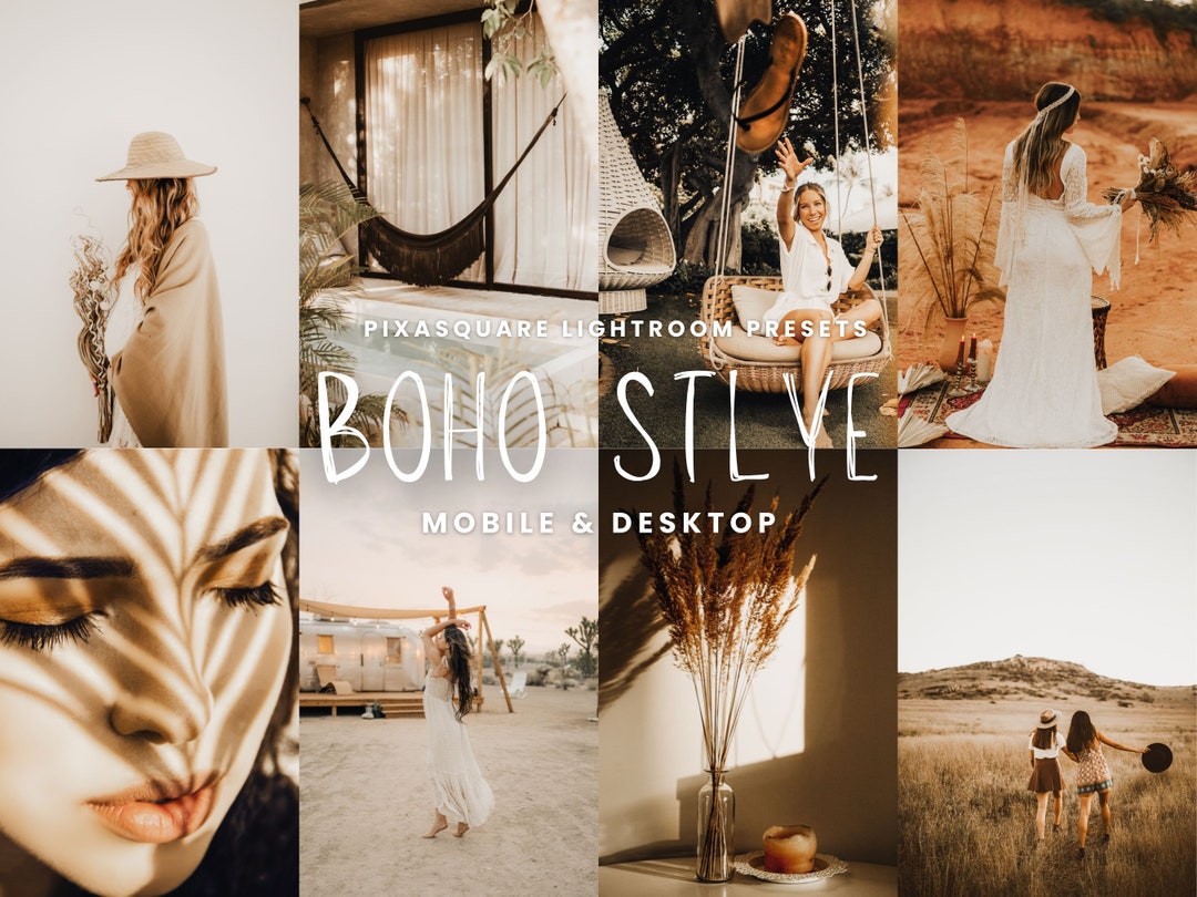 5 Boho Style Lightroom Presets, Mobile and Desktop, Bohemian Filter ...