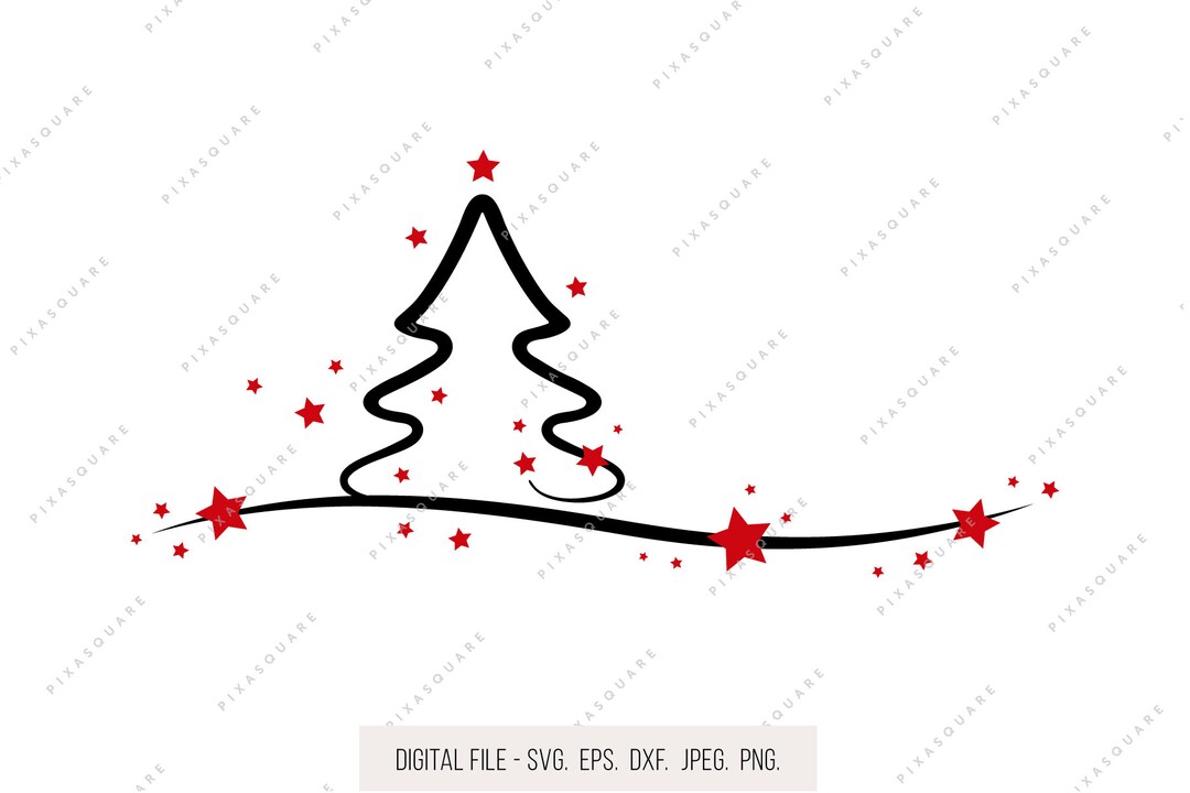 Christmas Tree Swirls Ribbon Stars SVG File Christmas SVG - Etsy