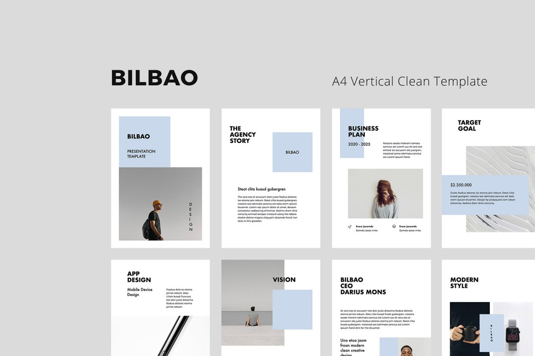 BILBAO - Modern Vertical A4 Powerpoint Template Presentation, Creative ...